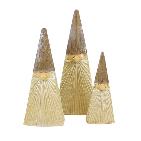 Ganz 9.75 In Santa Figurine Set Christmas Triangle Wood-look Figurine ...
