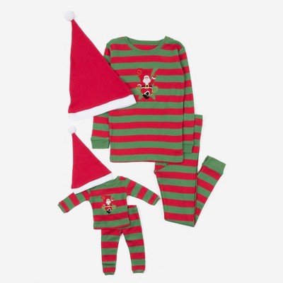Leveret Girls And Doll Cotton Christmas Pajamas Striped Santa Red And ...