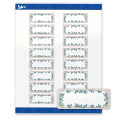 Avery® Glossy 1" x 2-5/8" Labels, Blue Florals w/Silver, 160ct : Target
