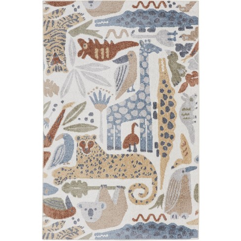 Nourison Astra Machine Washable 3'3" X 5' Ivory Kids Indoor Bathroom ...