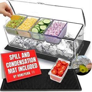 Honeyera Chilled Condiment Server with Spill Mat, Bottom Chamber Holds ...