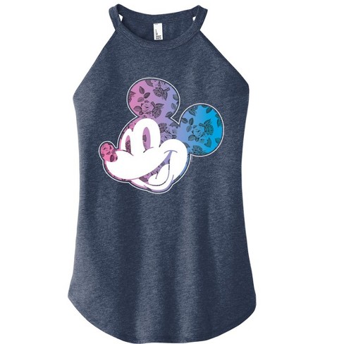 Women's Disney Gradient Floral Mickey Fill Graphic High Neck Tank ...