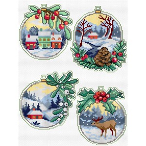 Orchidea Counted cross stitch kit with plastic canvas ornaments Winter ...