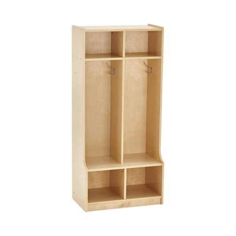 Ecr4kids 2-section Coat Locker With Bench, Classroom Furniture, Natural ...