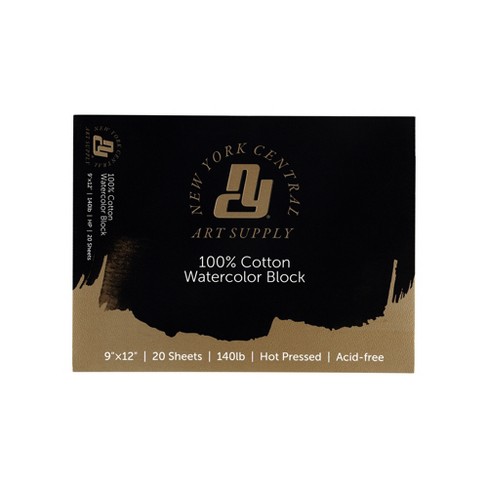 New York Central Watercolor Block, 140 Lb Hot Press 9x12 Inch, 20 ...