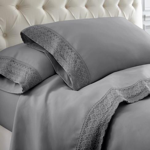 Modern Threads 4-piece Chochet Lace Microfiber Sheet Set Stone Full ...