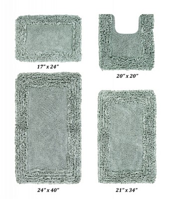 Better Trends Shaggy Border Bath Rug, 100% Cotton, 4 Piece Set (17" X ...