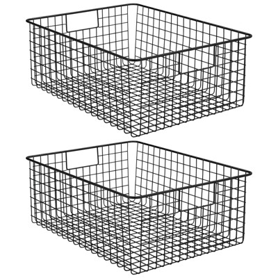 Mdesign Metal Wire Food Organizer Basket With Built-in Handles, 2 Pack ...