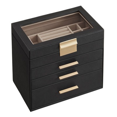 Large Accessory Organizer 4-tier Black Jewelry Box : Target