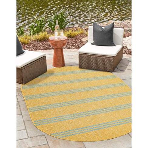 Jill Zarin 5' 3 X 8' 0 Oval Indoor/outdoor Yellow And Aqua Area Rug ...