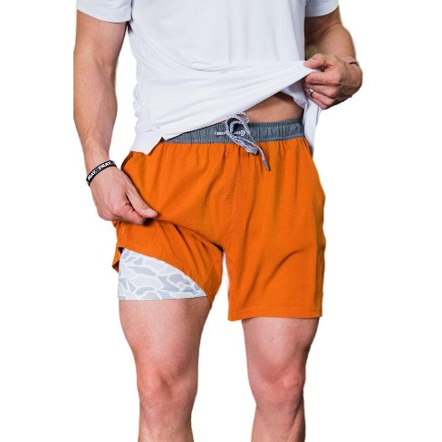 Burlebo Men's Athletic Workout Shorts With Built-in Liner (orange ...