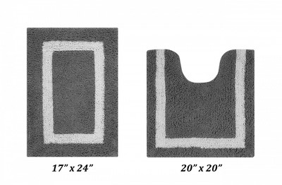 Better Trends Shaggy Border Bath Rug, 100% Cotton, 2 Piece Set (17" X ...