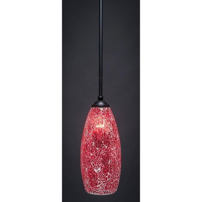 Toltec Lighting Zilo 1 - Light Pendant In Matte Black With 5.5" Red ...