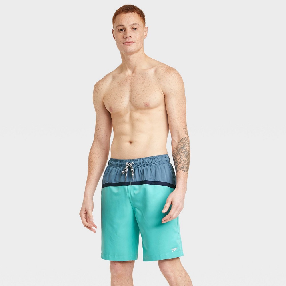 Speedo Men's Marina Porcelin Colorblock Swim Trunk - Teal Green S-XXL
