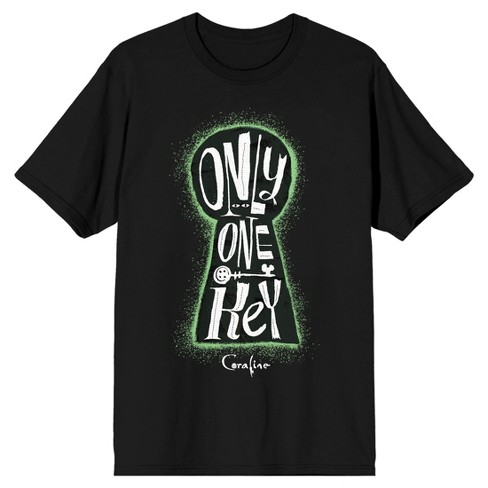 Coraline Only One Key Crew Neck Short Sleeve Men's Black T-shirt : Target