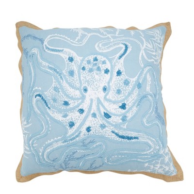 Saro Lifestyle Oceanic Octo-hug Poly Filled Throw Pillow, Blue, 20"x20 ...