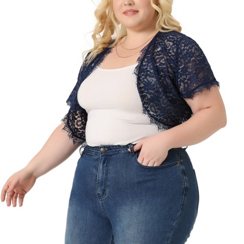 Agnes Orinda Women's Plus Size Sheer Lace Open Front Lightweight ...