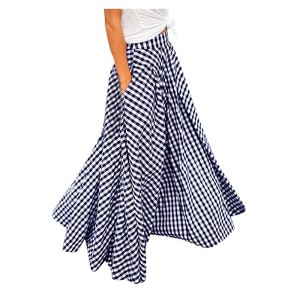 Coolmee Maxi Skirts for Women A Line High Waist Long Plaid Skirt Summer ...