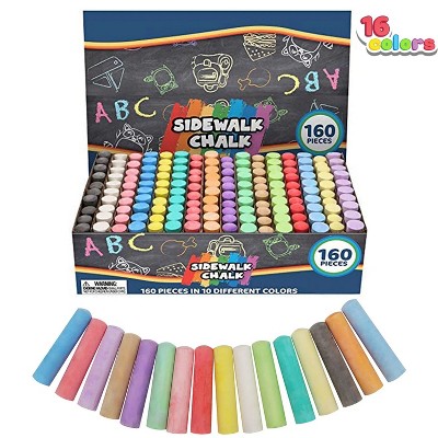 Joyfy 160 Pcs Washable Sidewalk Chalks for Kids, Safe Jumbo Chalk Set ...