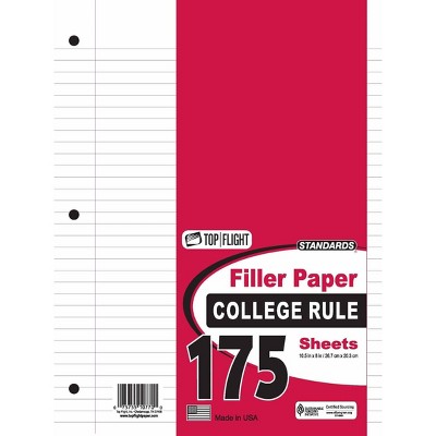 Top Flight 175 Sheet Wide Ruled Filler Paper White : Target