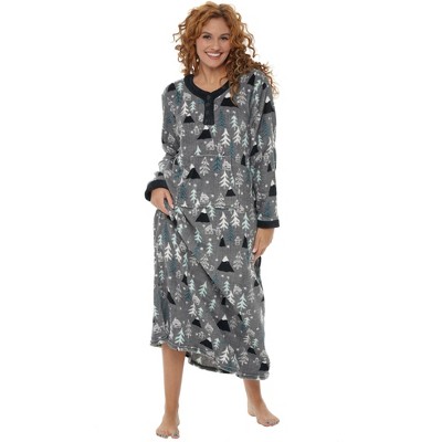 Alexander Del Rossa Women's Warm Fleece Nightgown, Long Kaftan With ...
