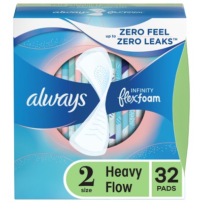 Always Radiant Flex Foam Heavy Flow Absorbency Pads With Wings ...