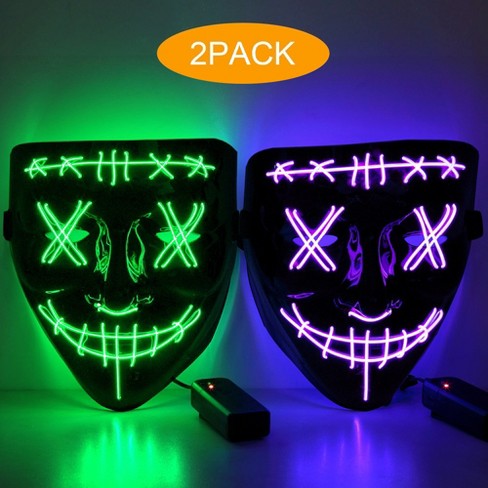 Whizmax [2pack]x-eye Scary Mask Led Mask---led Light Up Mask El Wire ...
