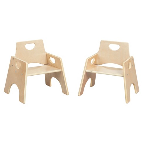 Ecr4kids Stackable Wooden Toddler Chair, 8in, Natural, 2-pack : Target