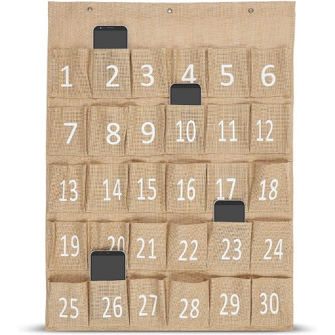 Juvale 30-row Burlap Cell Phone Holder For Classroom, Numbered Hanging ...