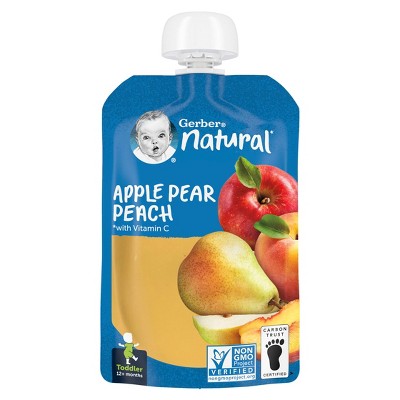 Gerber Baby Food Apple Pear Peach Puree Pouch - 3.5oz : Target