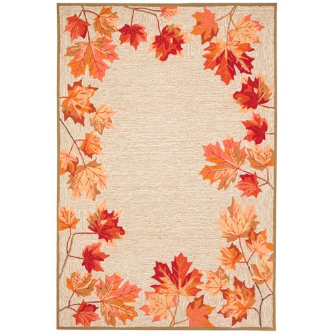 Liora Manne Ravella Falling Leaves Border Indoor/outdoor Rug Natural 7 ...