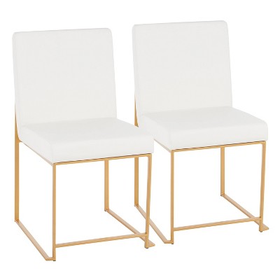 Lumisource Set Of 2 High Back Fuji Contemporary Dining Chairs Gold white Upholstered Chrome plated Metal Legs Target