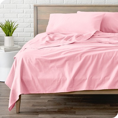 Light Pink Cotton Flannel Twin Sheet Set By Bare Home : Target