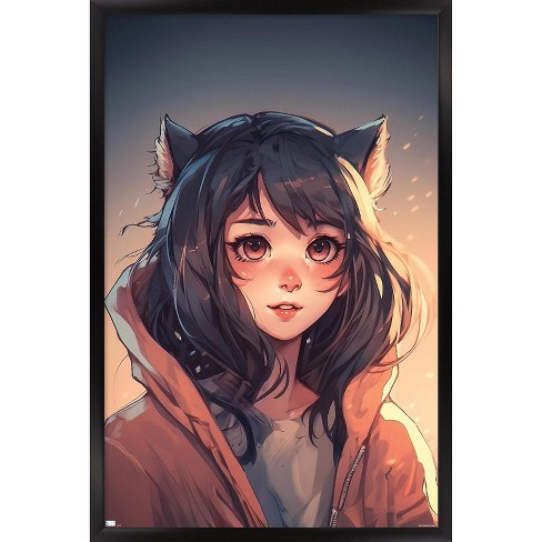 Trends International Wumples - Anime Catgirl Framed Wall Poster Prints ...