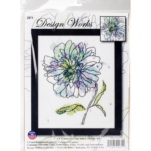 Design Works Counted Cross Stitch Kit 8"x10"-blue Floral (14 Count ...