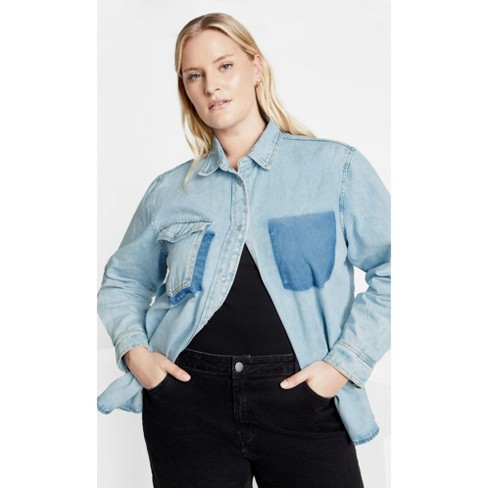 Women's Plus Size Denim Ivy Shirt - Light Denim | City Chic : Target