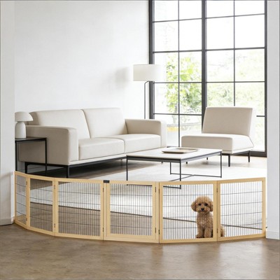 6-Panel Folding Dog Gate: Sturdy Wooden Pet Gate for Home Security : Target