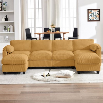Hyleory 115" Corduroy Oversized Modular Sectional Sofa, U Shaped Couch ...