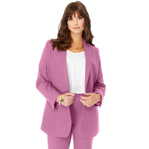 Roaman's Women's Plus Size Bend Over Blazer - 14 W, Mauve Orchid : Target