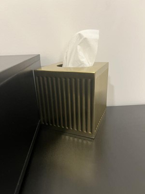 Fluted Brass Bathroom Tissue Box Cover Antique Finish - Hearth & Hand ...