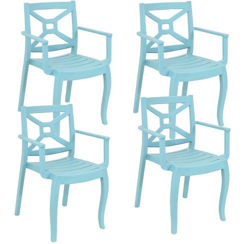 Sunnydaze Polypropylene Stackable Tristana Outdoor Patio Arm Chair ...
