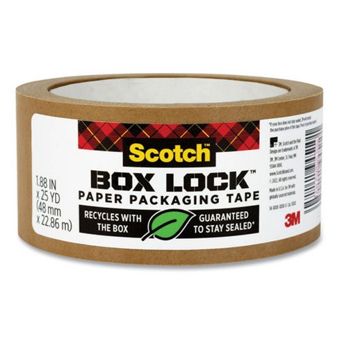 Scotch Box Lock Paper Packaging Tape Brown 1.88" X 25 Yds : Target