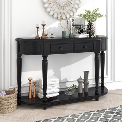 Modern Curved Console Table Sofa Table With 3 Drawers And 1 Shelf For ...