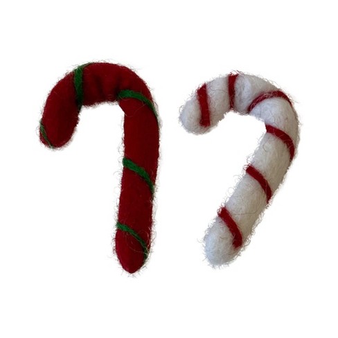 Midlee Felt Wool Christmas Candy Cane Cat Toy- Set Of 2 : Target