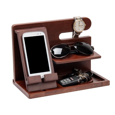 Mind Reader Wood Cell Phone Holder Organizer Station Tray Smartwatch ...