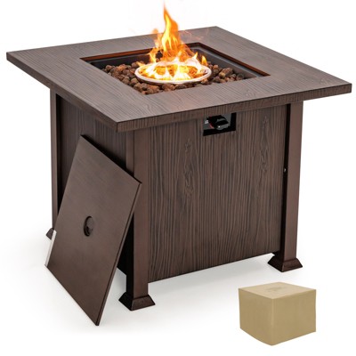 Costway 32'' Patio Square Fire Pit Table 50,000 Btu Propane Gas Table ...