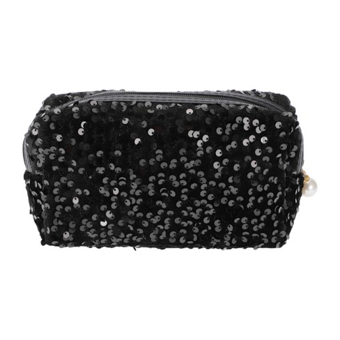 Unique Bargains Women Portable Sequin Makeup Bag Black 1 Pc : Target