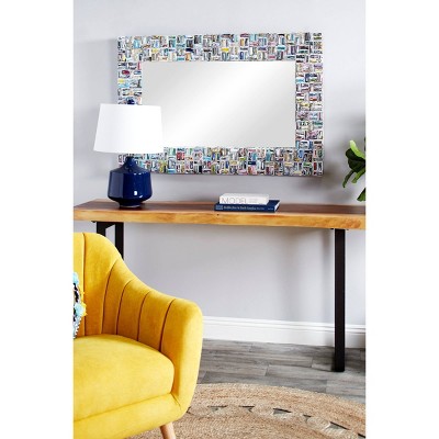 Glass Handmade Recycled Magazine Frame Wall Mirror Multi Colored ...