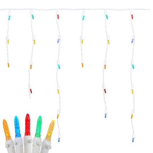 Novelty Lights Multicolored M5 Led Icicle Lights On White Wire 150 ...