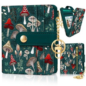 Mushroom Green Rfid Ladies Wallet, Small Slim Thin Compact Credit Card ...
